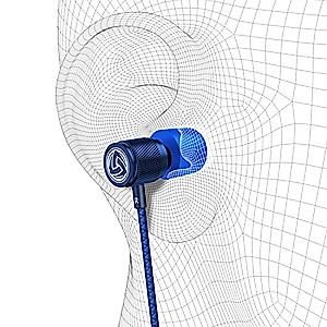 LUDOS Ultra Wired Earbuds in-Ear Headphones, 5 Years Warranty, Earphones with Microphone, Noise Isolating Ear Buds, Memory Foam for iPhone, Samsung, School Students, Kids, Women, Small Ears - Blue