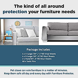 Set of 10 FurniCare Couch Protector- Guard Furniture from Dog and Cat Claw Scratch- Shield Sofa, Leather Furniture from Pet Scratches- Couch Arm Protector- Cover to Protect Carpet, Wall, Door