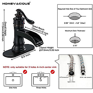 Oil Rubbed Bronze Bathroom Faucet Waterfall Sink Basin Single Handle Bath Lavatory Farmhouse Faucets Antique Black One Hole Lever Spout Mixer Tap Commercial Supply Hose Lead-Free