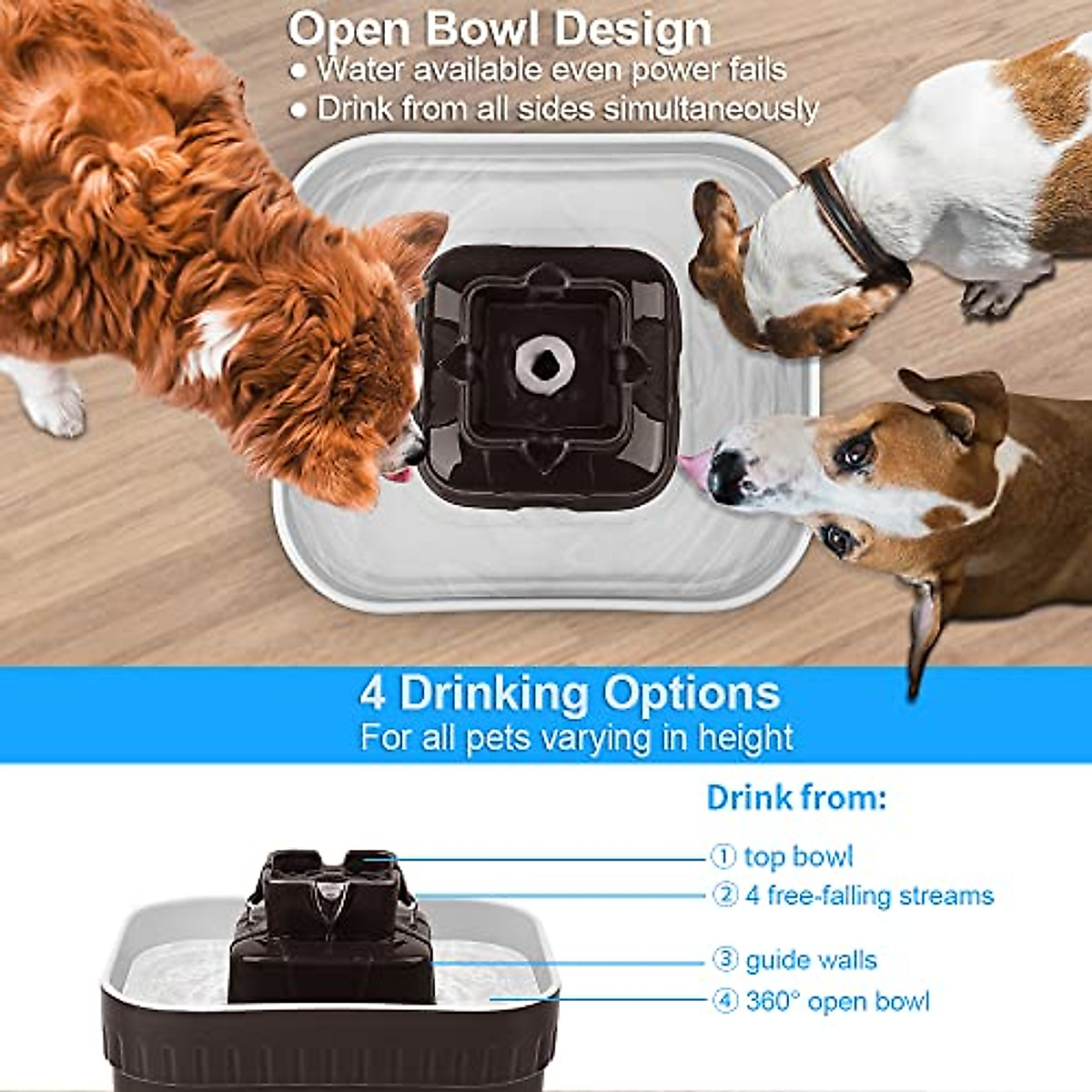 101oz/0.8Gal Ceramic Cat Water Fountain, Kastty Super Quiet Pet Water Fountain, Healthier Than Plastic Pet Fountains, Easy to Clean, with LED Light, 3 Replacement Filters and Pump Clean Tool