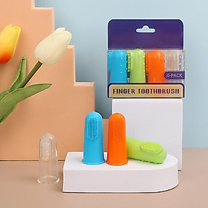 Ralondbey 4PCS/Set Dog Finger Toothbrush for Pet Tooth Tool Pet Small Toothbrush Cat Brush Bad Breath Teeth Care Supplies