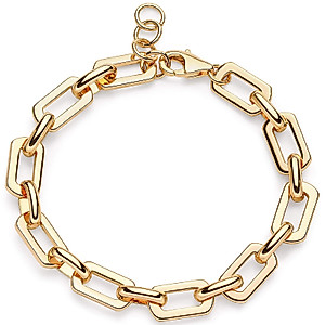 BENEIGE Gold Bracelets for Women 14k Gold Paperclip Bracelet Cuban Chunky Link Chain Bracelet Adjustable Bracelets for Men Dainty Handmade Link Bracelet Jewelry for Women