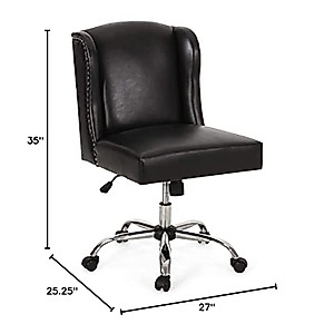 Christopher Knight Home Teresa Contemporary Wingback Swivel Office Chair, Midnight Black