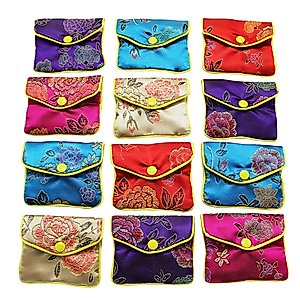 MorTime Jewellery Jewelry Silk Purse Pouch Gift Bags, Multiple Colors, Pack of 12, 4×3.15in, Medium