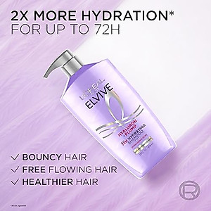 L'Oreal Paris Elvive Hyaluron Plump Hydrating Shampoo for Dehydrated, Dry Hair Infused with Hyaluronic Acid Care Complex, Paraben-Free, 26.5 Fl Oz