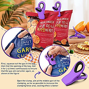 Chip Clips, Bag Clips, 6 Pack Purple Magnetic Clips, Chip Clips Bag Clips Food Clips, Bag Clips for Food, Clips for Food Packages, Magnet Clips, Chip Bag Clip, Magnetic Chip Clips for Fridge