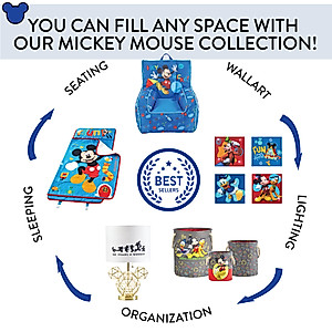 Idea Nuova Disney Mickey Mouse 4 Pack Canvas LED Wall Art Set,Childrens Wall Hanging Décor,Each Piece 11"x11"