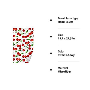 Dujiea Sweet Red Cherry Kitchen Dish Towel Soft Highly Absorbent Hand Towel Home Decorative Multipurpose for Bathroom Hotel Gym and Spa 15 X 27 Inches