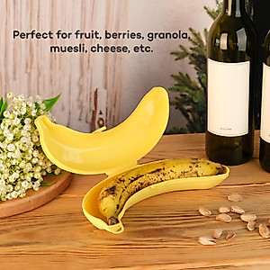 Osier Blanc Banana Keeper BPA-Free Outdoor Travel Case, Banana Protector, Cute Carrier Storage Box, Yellow 2 Pack