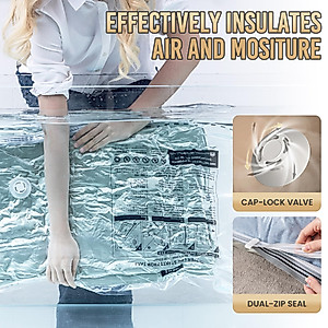 TAILI Long Side Zip - 8 Extra Large Vacuum Storage Bags for Bedding for Towels, Blankets, Pillows or Clothes-Space Saver Vacuum Seal Bags for Clothing Ideal Under Bed Storage Solution