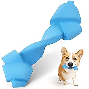 Nobleza Dog Chew Toy, Durable Hard Dog Bone Toy for Teething and Teeth Exercise, Safe Natural Rubber Puppy Chew Toy for Small and Medium Dogs, 5.4 * 1.8 * 1.4 in, Blue