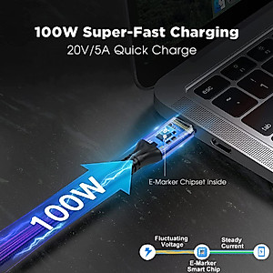 VCOM USB 4 Cable for Thunderbolt 4 Cable 4 FT, 100W Cable with 40Gbps Data and 8K@30Hz 5K@60Hz or Dual 4K Video,Compatible with Thunderbolt 3/4 Cable and USB-C,for MacBooks,Hub, Docking, and More