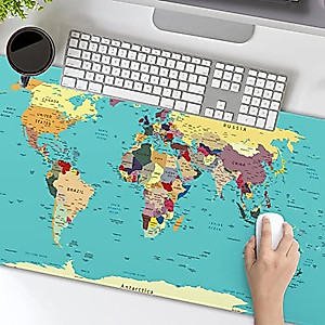 Granbey Extra Large World Map Mouse Pad XXXL Mousepad Gaming Accessories Waterproof Full Desk Cover Mousepad with Stitched Edge for Laptop Computer and PC 35.5" x 16" World Map with Countries