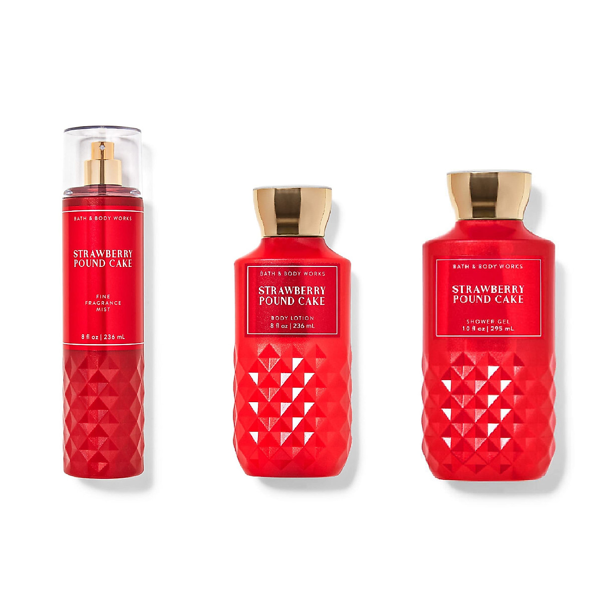 Bath and Body Works - Strawberry Pound Cake - Daily Trio – Fall 2020 - Shower Gel, Fragrance Mist & Body Lotion