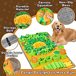 ComSaf Snuffle Mat for Dogs with 2 Squeakers, Large Dog Snuffle Mat Sniff Mat for Slow Eating & Smell Training, Interactive Feed Game for Boredom, Encourages Natural Foraging Skills and Stress Relief