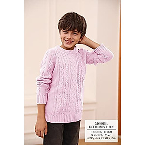 Toddler Crew Neck Sweater Little Kids Long Sleeve Knitted Pullover Sweater Tops with Button Clouser for Boys Girls Pink