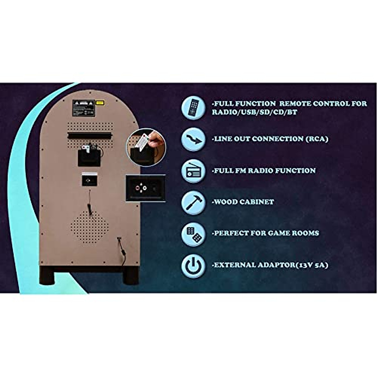 Roxby Retro Jukebox with Bluetooth, CD & Vinyl | Vintage Style Sound System