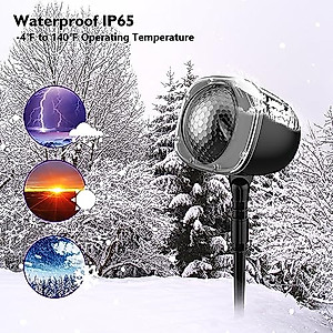 SOMKTN Christmas Snowfall Projector Lights, Holiday Projector Lights Waterproof Snow Flurries Landscape Spotlight with Remote for Xmas Party Wedding Home Decor