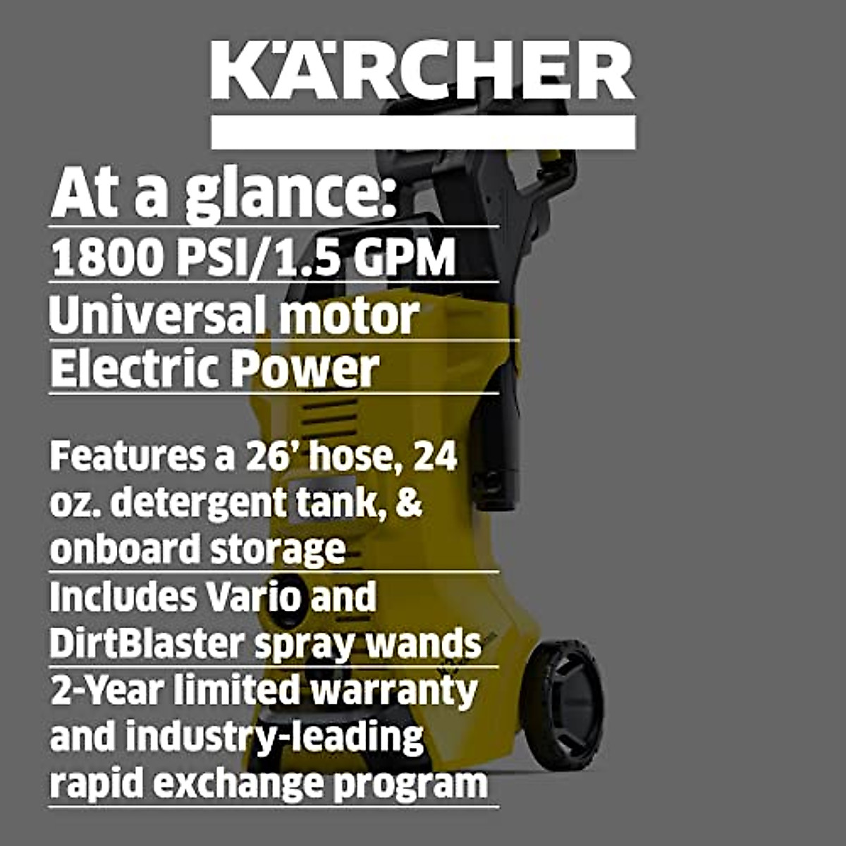 Karcher K 3 Power Control 1800 PSI 1.45 GPM Electric Power Pressure Washer with Vario & DirtBlaster Spray Wands
