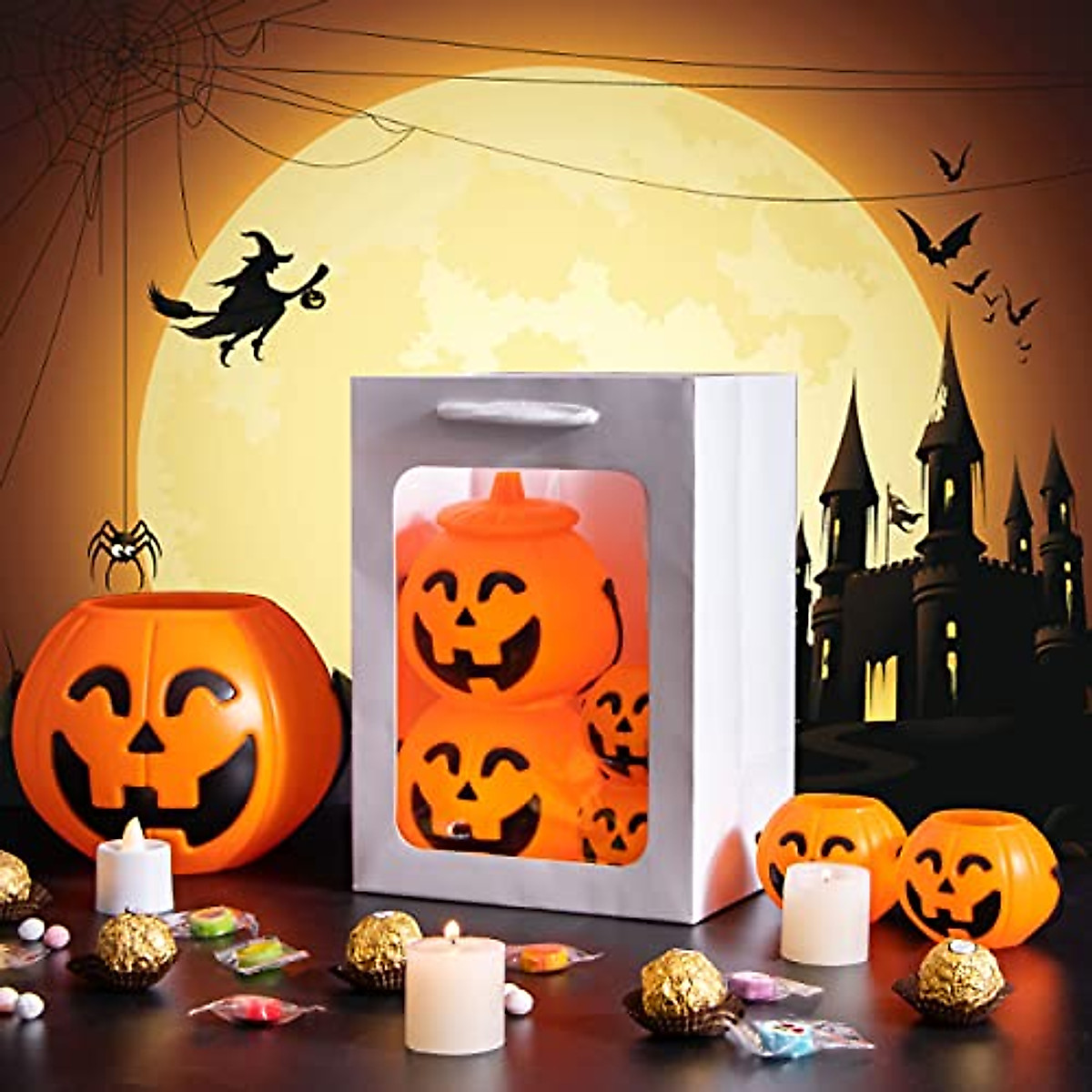 Dasofine 12pcs White Gift Bag with Window, Sturdy Paper Tote with Transparent Window, 7.1"×5.1"×9.8" Paper Gift Bags with Handles, Flower Bouquet Bags