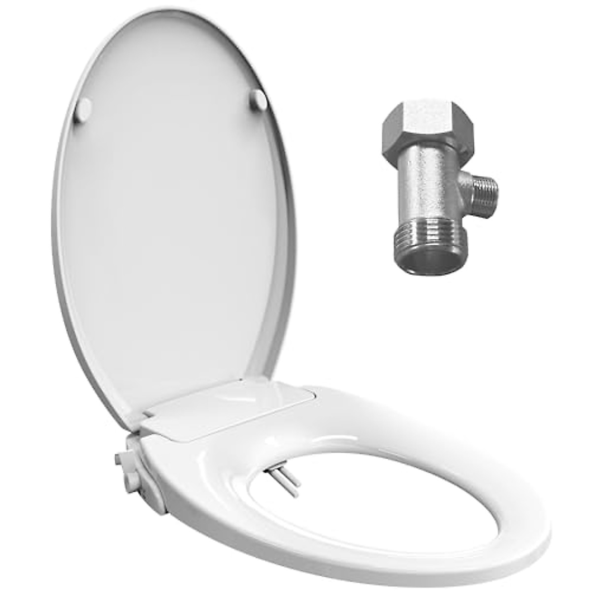 Bidet Seat, Non-Electric Bidet Toilet Seat Swash seat with Adjustable Ambient Water and Dual Nozzle System for Bathroom Airbnb, Easy Installation, Fit for Elongated Toilet, White Bidet Attachment