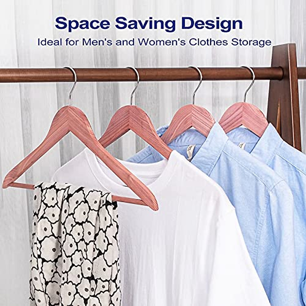 FairyHaus Natural Cedar Hangers 24Pack, Smooth Finish Wooden Coat Suit Hangers - Slim Sleek & Flat Cedar Wood Shirt Hangers with 360° Rotating Hook, Durable Cedar Clothes Hangers