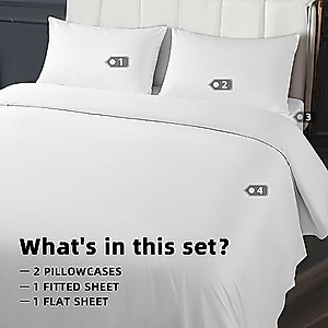 Shilucheng 100% Cotton King Size Sheets - 600 Thread Count, Cooling Luxury 100% Egyptian Cotton Bed Sheets, 16" Deep Pocket - Soft Smooth and Wrinkle Free - 4 Piece (White, King)