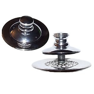 WATCO MANUFACTURING 48750-PP-CP-G Push Pull Retrofit Bathtub Stopper with Grid Strainer, Chrome-Plated