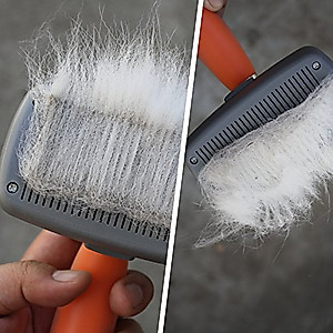 GoPets Professional Slicker Brush for Dogs and Cats Self-Cleaning Grooming Comb for Dematting Detangling & Deshedding