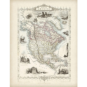 North America Map Print - Antique Home and Room Decor, New Home Wall Art, Geological Vintage Posters, Classic Gift for Map Enthusiast and Cartography, Choose Unframed Vintage Poster or Canvas Prints