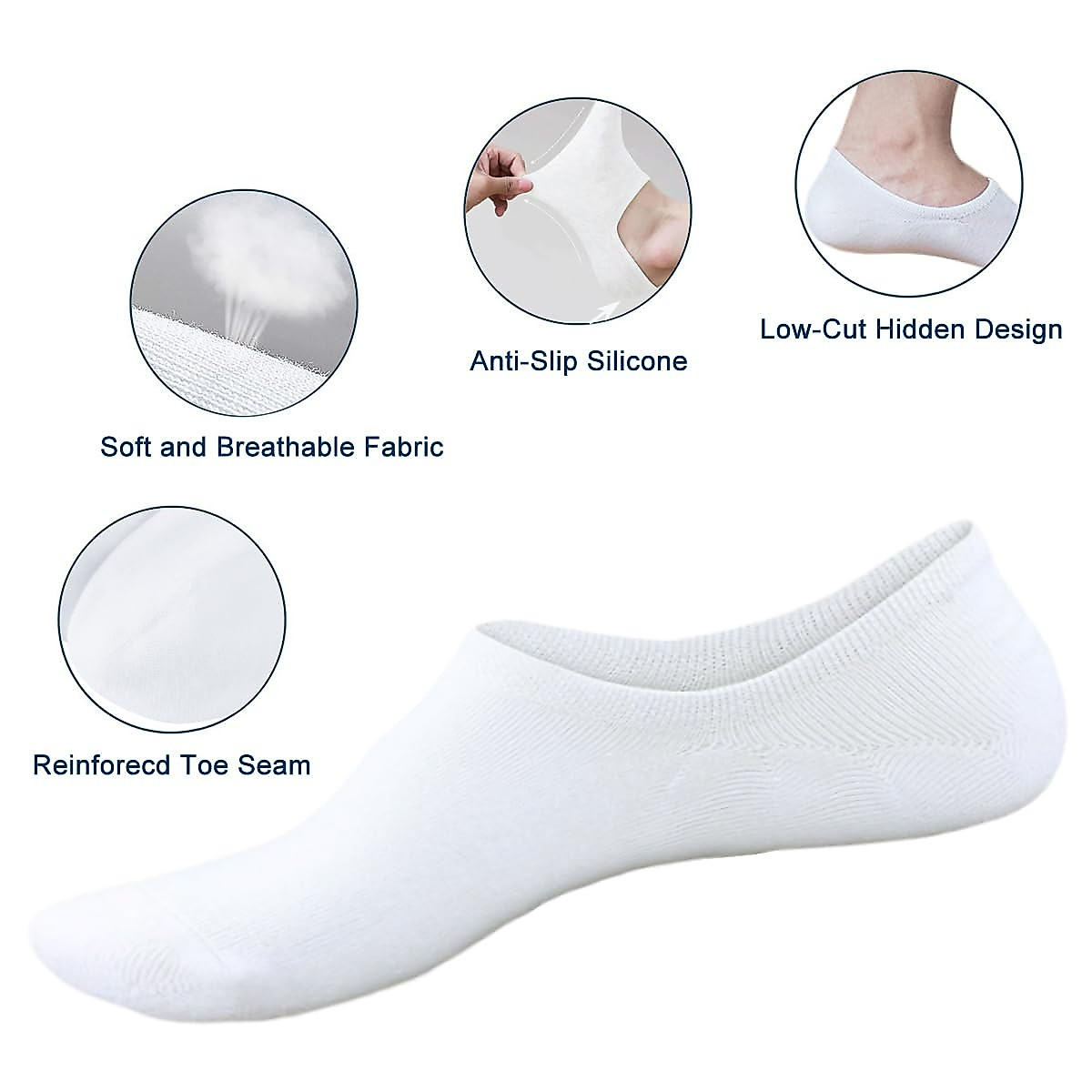 RICHBULL 20Pairs No Show Socks for Women & Men,Low Cut Socks Breathable Casual Socks Thin Sock No Slip