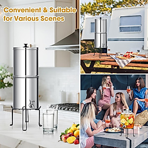 Gyykzz Water Filter Stand 8'' Tall 9'' Diameter Match for Berkey Big and Travel System, Stainless Steel Stand with Rubberized Non-Skid Feet, Countertop Stand for Most Medium Gravity Fed Water Coolers