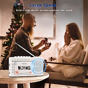 Portable Cassette Player Recorder, Cassette to MP3 Digital Converter via USB or Micro SD Card, Powered by AC or 4 AA Battery AM FM Radio Tape Walkman, Build-in Speaker and Microphone
