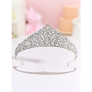 SWEETV Anastasia Tiaras and Crowns for Women, Wedding Tiara for Bride, Rhinestone Queen Crown, Silver Crystal Princess Headpieces for Prom Costume Party