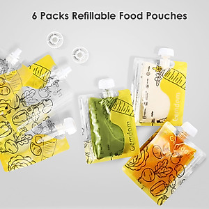 Gemdom Large 4.5 Cup Baby Food Maker, 4-1 Steamer and Blender Food Processor for Homemade Organic Puree Smoothie Mash, Sterilize and Warm Function, 6 Pack Reusable Food Pouches, Baby Essentials