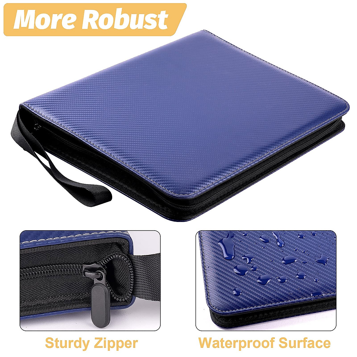 GERMUN 9 Pocket Card Binder, Premium Zip Trading Card Binder, 720 Double Sided Pocket PU Card Collection Binder, Collector Card Album, Card Folder for MTG, TCG, Sports Cards, Game Cards (Blue)