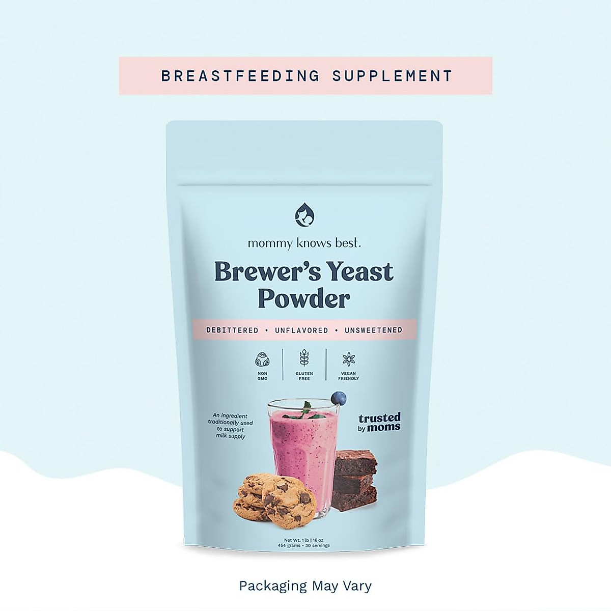 Mommy Knows Best Brewer's Yeast Powder for Lactation Support for Breastfeeding | Mild-Tasting, Debittered, Delicious in Lactation Cookies, Smoothies, Lactation Recipes, Gluten-Free, 12 oz