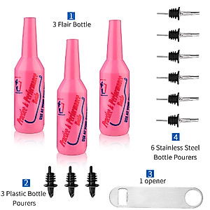 SuproBarware Flair Bottle Decorative Bottles - 25oz/750ml Set of 10 Flair Bartender Practice & Performance Bottle Pink