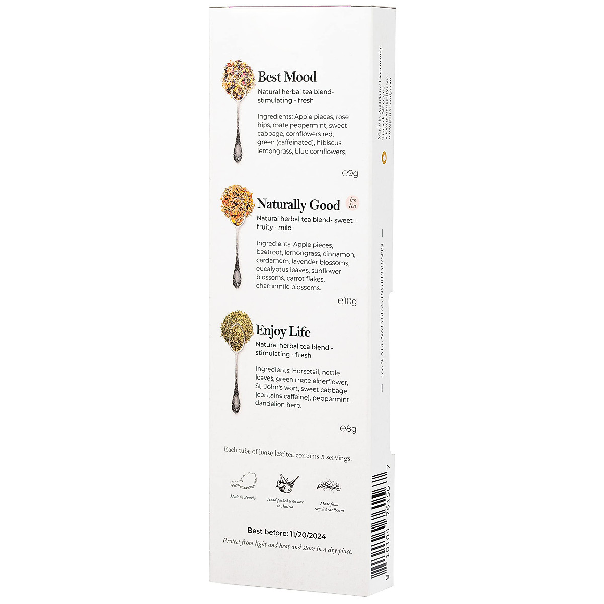 Gourmanity Loose Floral Tea Sampler Set, Stimulating and Fresh Mood Uplifter, 3 Flower and Apple Tea Flavors, Delicious Floral Summer Beverage, Product of Austria, 0.95oz