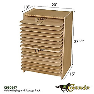 Contender C990647 Birch Mobile Drying and Storage Rack for Home Office, Ready to Assemble
