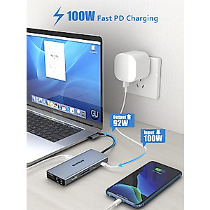 USB C Hub, SUTOUG 12 in 1 Docking Station with 4K HDMI & 1080P VGA, 92W PD, 1Gbps Ethernet, USB-C 3.0 & 4 USB-A Data Ports, SD TF Card Reader, USB C Adapter for Surface Pro MacBook Pro Air & Windows