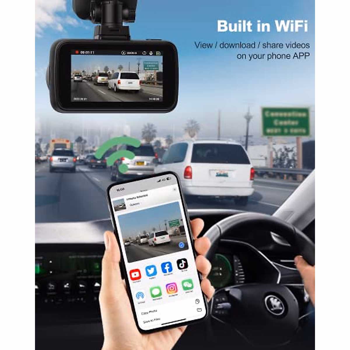 Yeecore D11 Dash Cam 4K, Built in WiFi GPS, Touch Screen Mini Car Camera Front, Sony Night Vision, Parking Monitor, Loop Recording G-Sensor, Dash Camera for Cars with Free App, HDR and Starvis Sensor