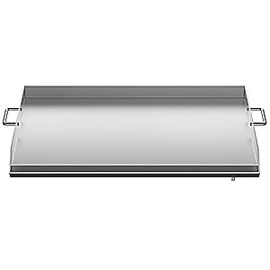 VEVOR Stainless Steel Griddle,32" X 17" Universal Flat Top Rectangular Plate, BBQ Charcoal/Gas Grill with 2 Handles and Grease Groove with Hole，Grills for Camping, Tailgating and Parties