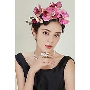 Coucoland Flower Hat Fascinators for Women - Pink Fancy Tea Party Church Derby Cocktail Hats Floral Fascinator Headband