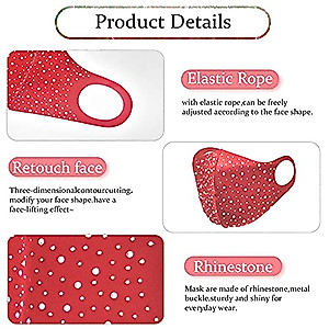 UOUDIO Rhinestone Crystal Face Mask， Masquerade Fashion Bling Mask for Women，Reusable (Red orange grey white purple green)