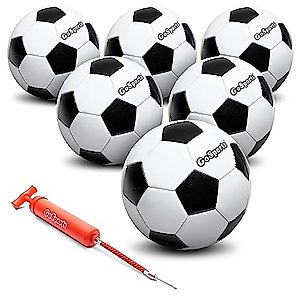 GoSports Classic Black and White Soccer Ball with Premium Pump - Available as Single Balls or 6 Pack - Choose Your Size