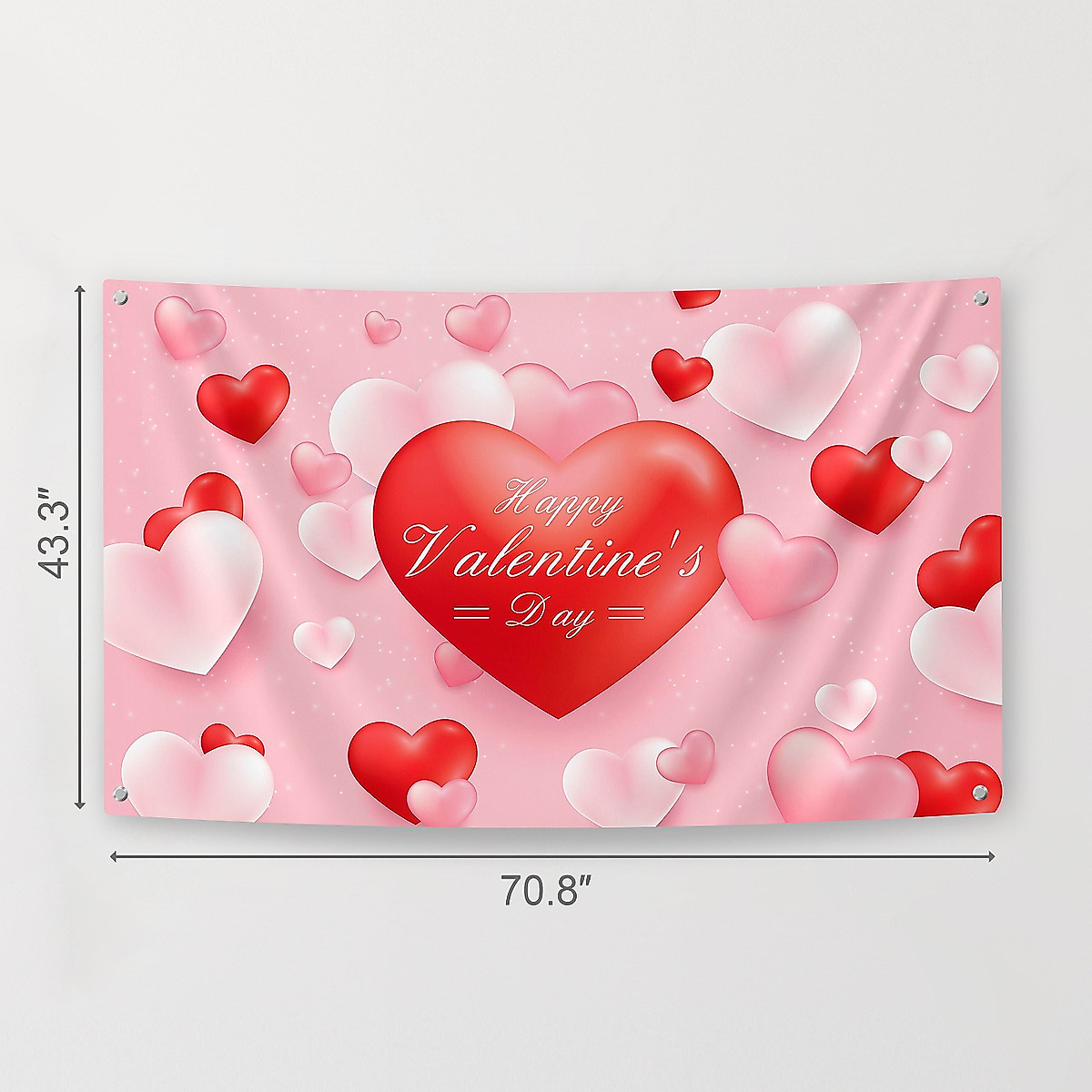 Valentine's Day Party Backdrop - Beautiful Romantic Blossom Love Heart Theme Studio Background Banner Decorations Photography Supplies - Happy Valentine's Day Photo Booth Backdrops - 70.8 x 43.3 Inch