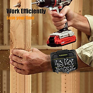 Magnetic Wristband for Holding Screws,KUSONKEY Christmas Gifts for Men Who have Everything,Wrist Magnetic Screw Holder with Strong Magnets,Wrist Magnet Tool for Dad,Father,Handyman,Electrician