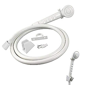 White RV /Mobile Home Shower Faucet with Clear Handles & Includes Hand-Held Shower by WholesalePlumbing