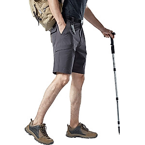 ROXJOURNEY Men's Hiking Shorts Quick Dry Lightweight Outdoor Sports Hiking Shorts Stretch Quick Dry Shorts with Pockets (XX-Large, Gray)